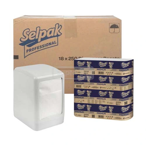 SELPAK Professional მაგიდის დისპენსერის ხელსახოცი 250ც Premium | სუფთა